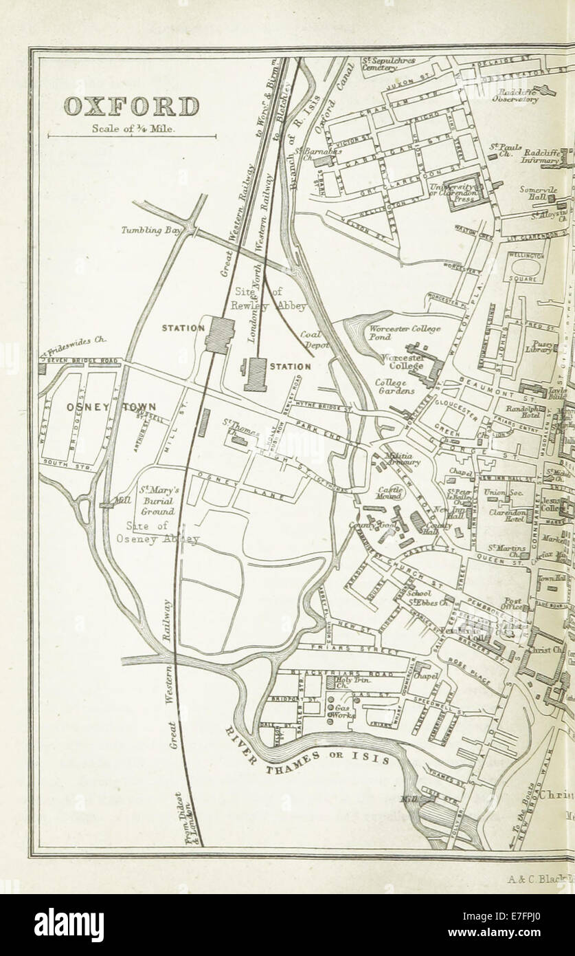 An illustration from 'EW' (1884), showing a view of Oxford from the ...