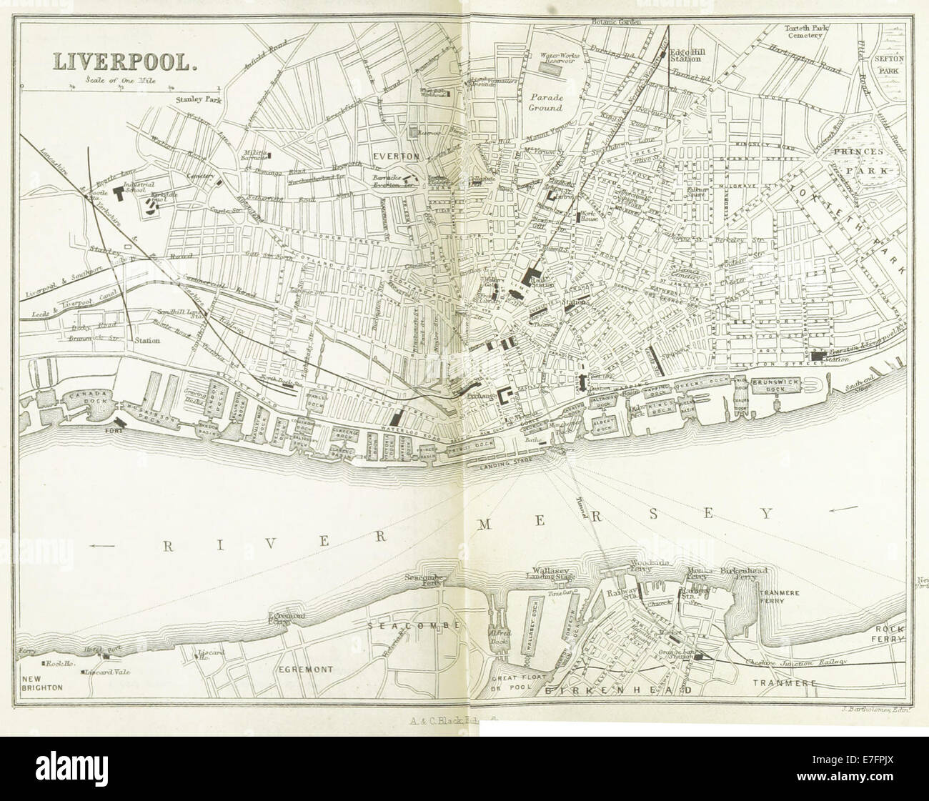 An 1884 illustration of Liverpool from 'EW' showing the city’s urban ...