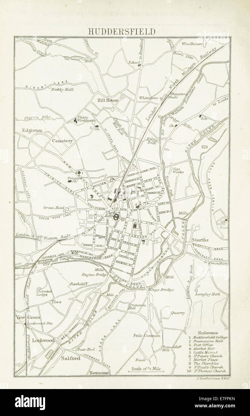 An 1884 illustration from 'EW', showing Huddersfield. This image ...