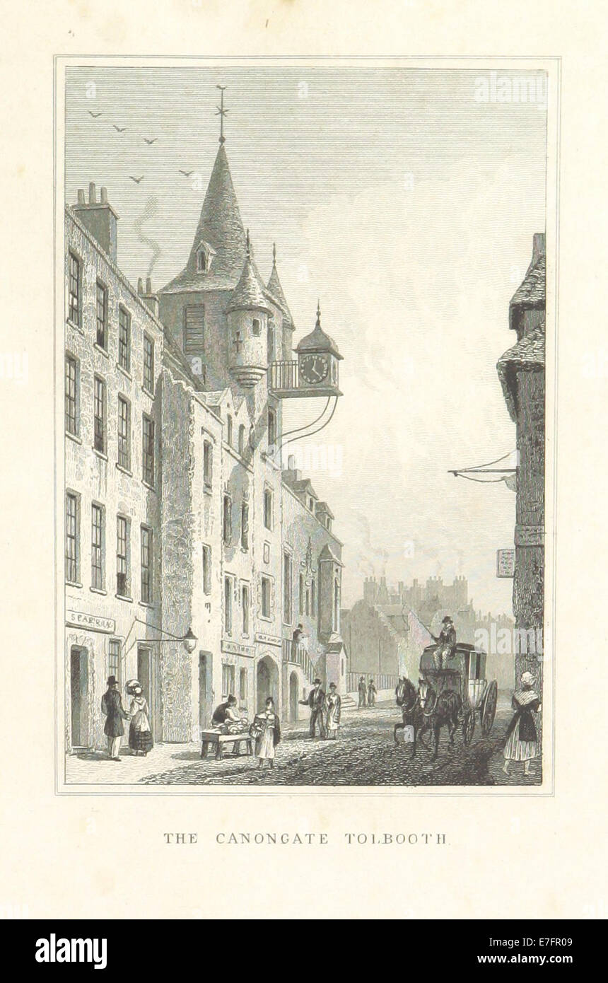 Illustration from MA (1829) depicting the Canongate Tolbooth, a ...