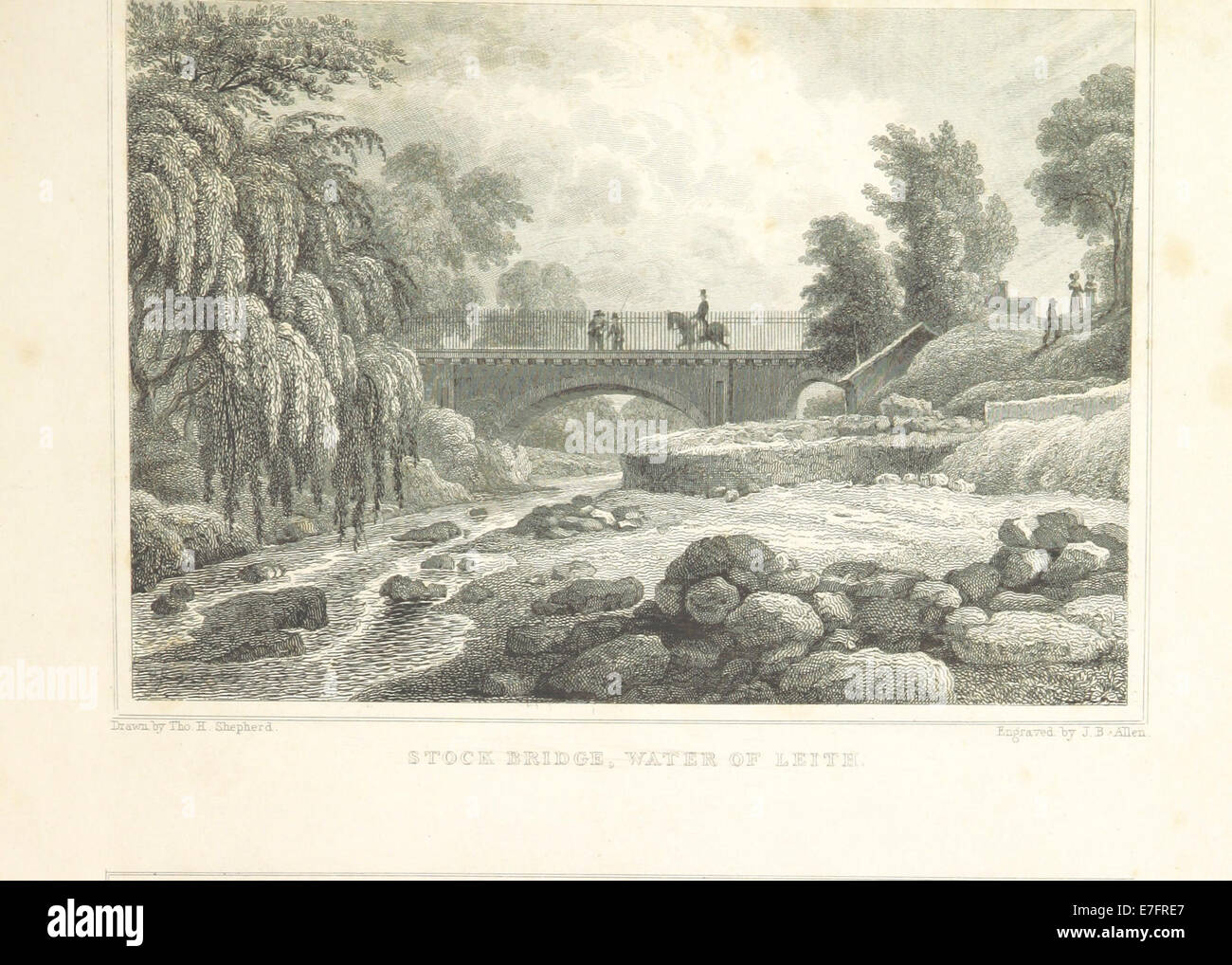 MA(1829) p.163 - Stock Bridge, Water of Leith - Thomas Hosmer Shepherd Stock Photo - Alamy