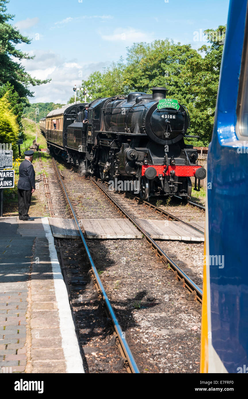 Ivatt class 4 steam loco heading a passenger train into Hampton Loade ...