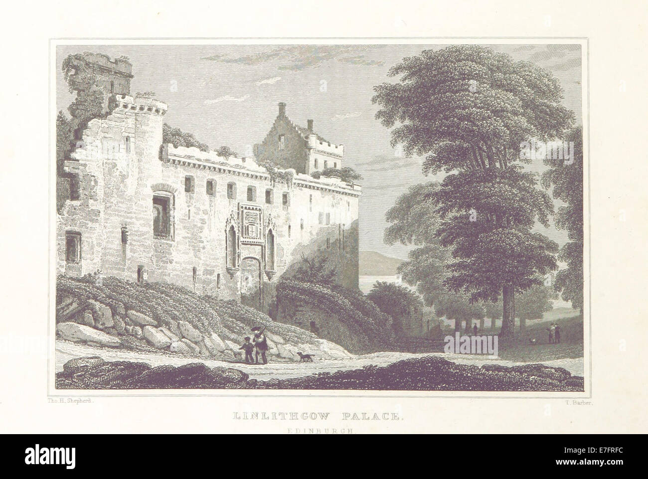 An 1829 illustration by Thomas Hosmer Shepherd, depicting Linlithgow ...