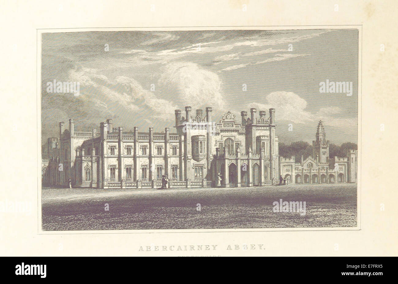 The 1829 illustration by John Preston Neale depicts Abercairney Abbey ...