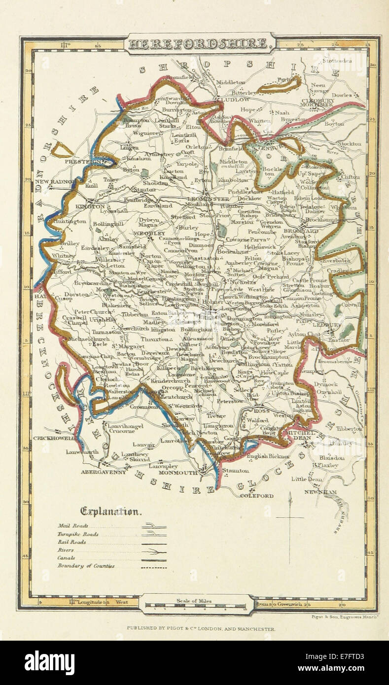 An excerpt from Pigot and Co.'s 1842 publication, showing a map of ...