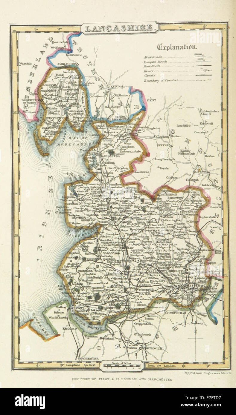 Lancashire map 19th century hi-res stock photography and images - Alamy