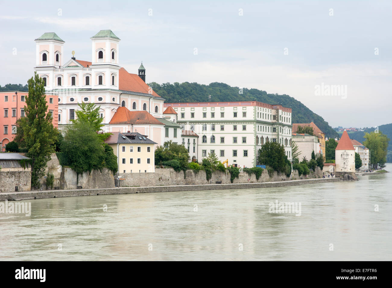 St. Michael's church at the Inn promenade in Passau (Germany, Bavaria ...