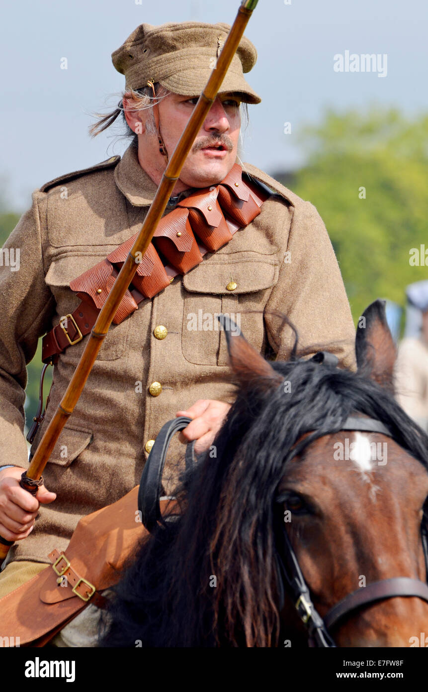 WW1 Lancer (cavalry) re-enactor demonstrating training methods at ...