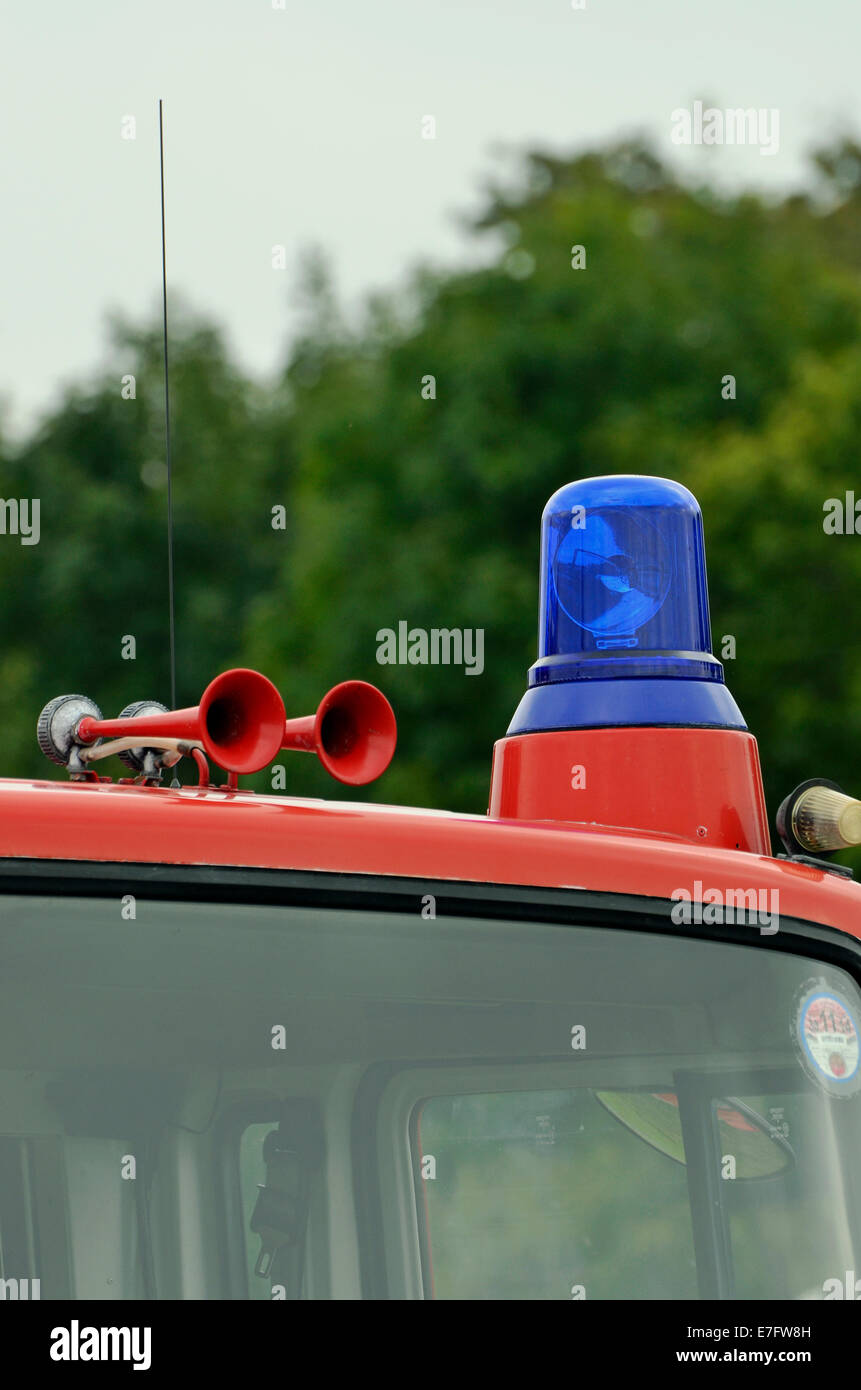 Blues and twos - blue light and air horns on an older fire engine from ...