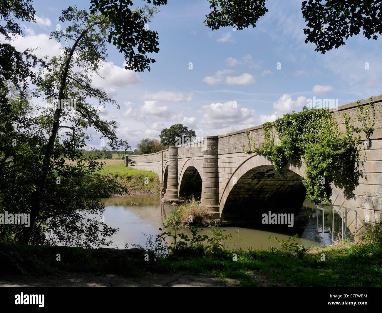 View of road bridge which crosses the River Derwent near Howsham Mill ...