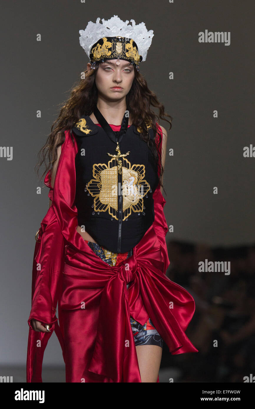 London, UK. 16 September 2014. Collection by Ed Marler. A model walks ...