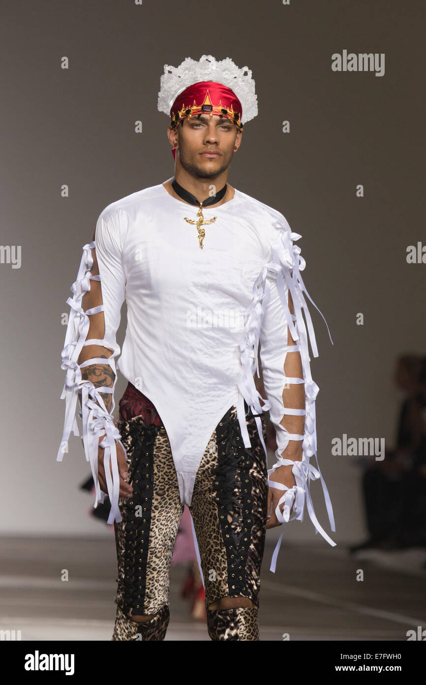 London, UK. 16 September 2014. Collection by Ed Marler. A model walks ...