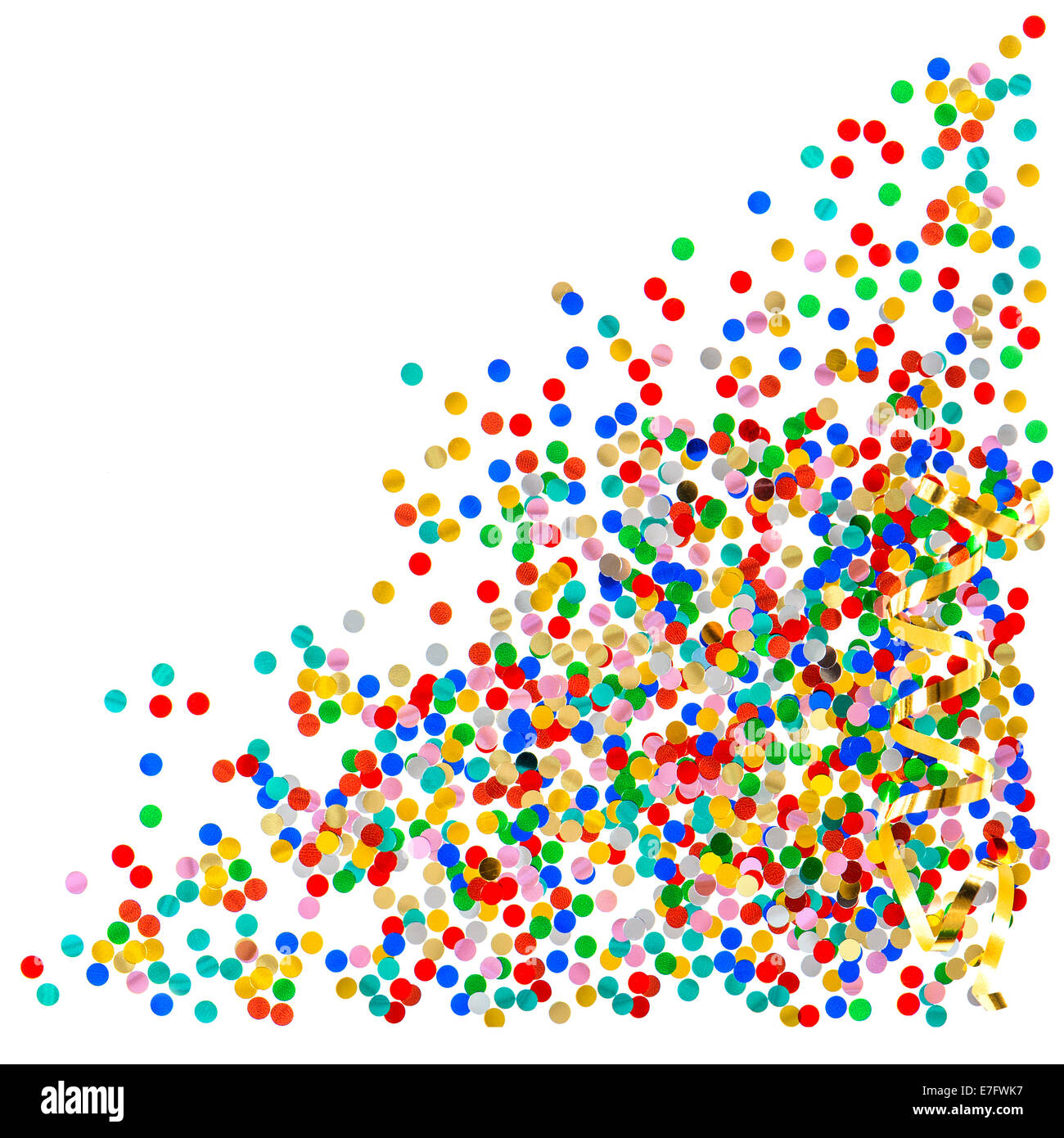 colorful assorted confetti on white background. red, blue, green ...