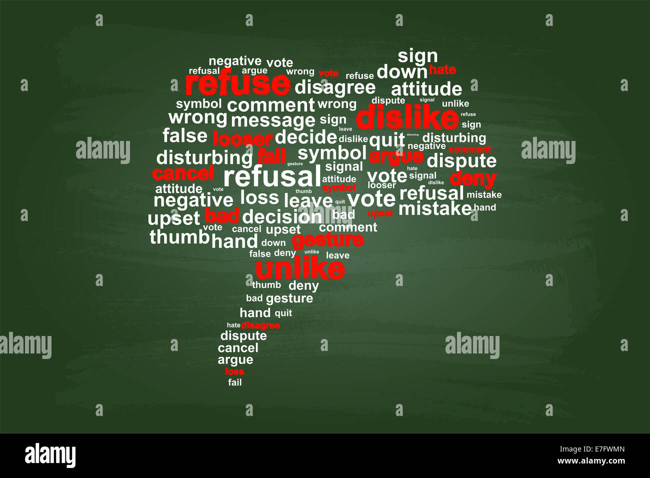 Thumbs Down Refuse Word Cloud Vector On Blackboard Stock Photo - Alamy