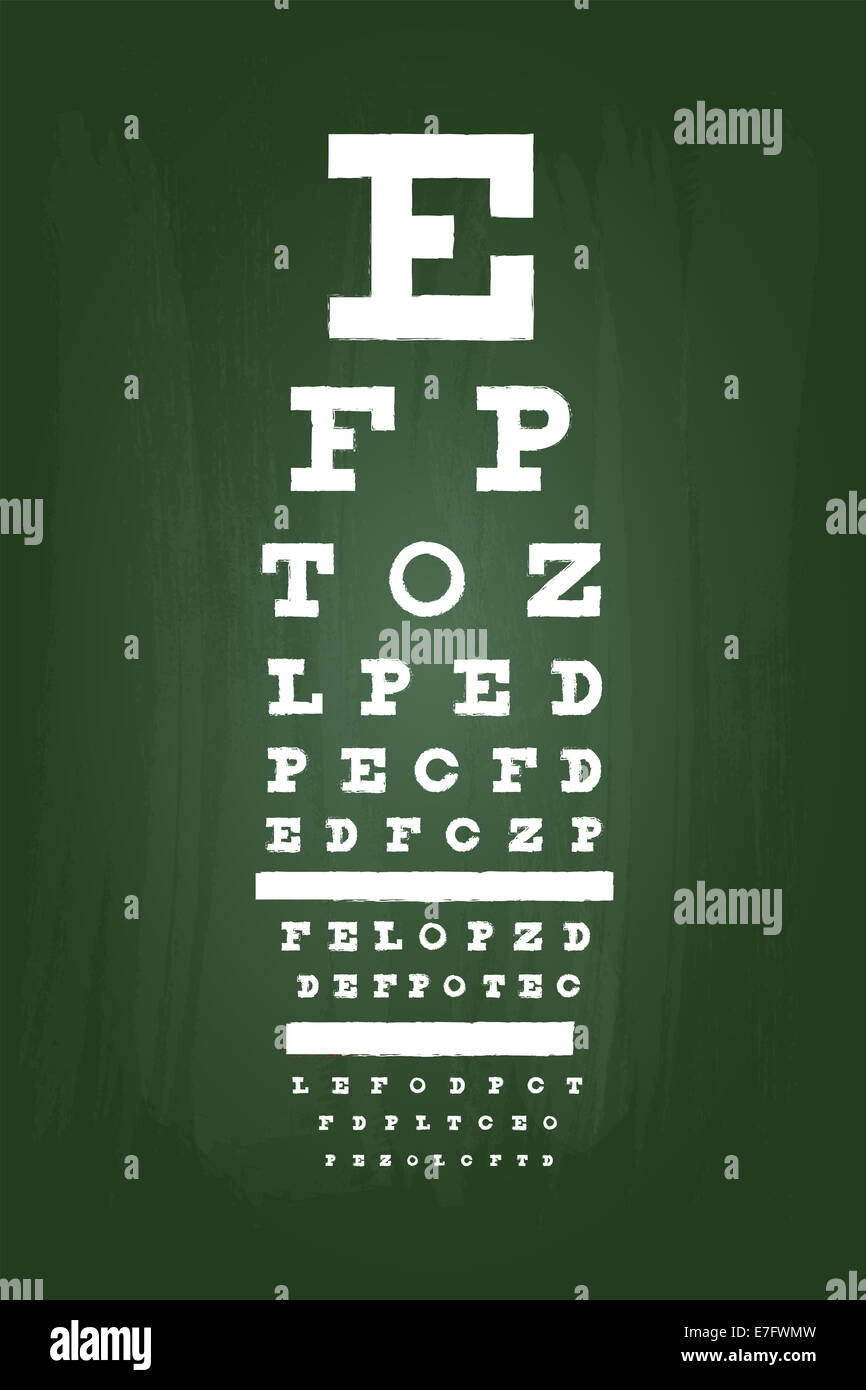 Eye Chart Check Up Test For Medical Use On Blackboard Stock Photo - Alamy