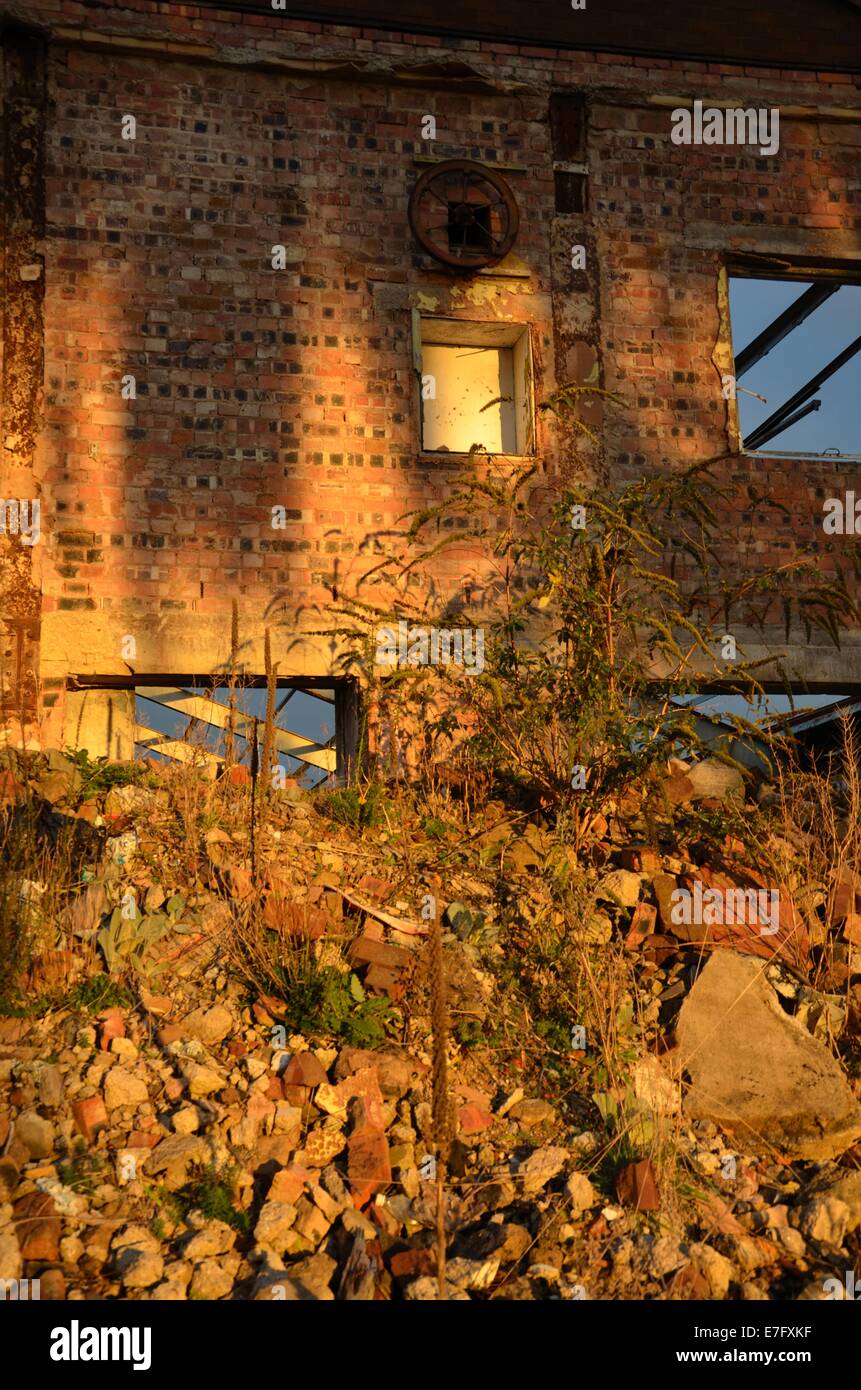 Derelict factory scene at dusk Stock Photo - Alamy