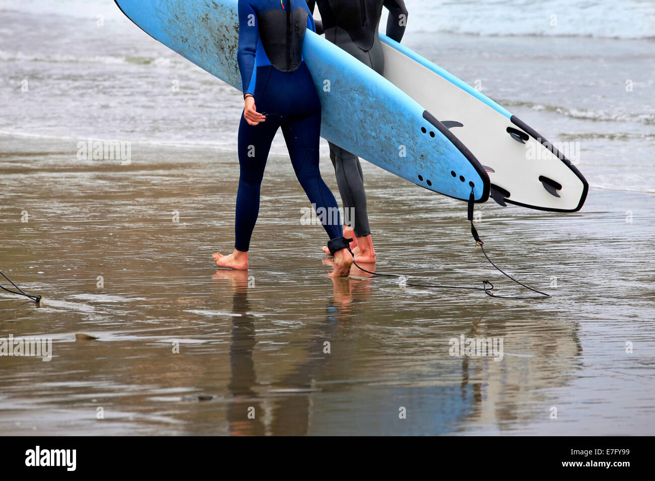 Surfers holding a surfboard at the beach Stock Photo - Alamy