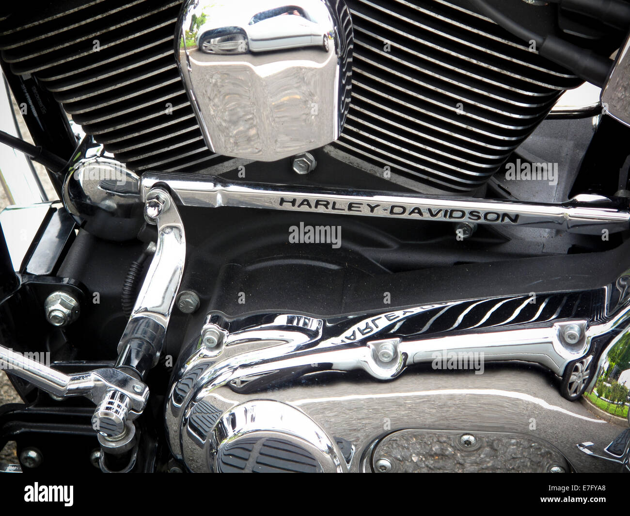 Chrome detailing on Harley Davidson motorcycle Stock Photo - Alamy