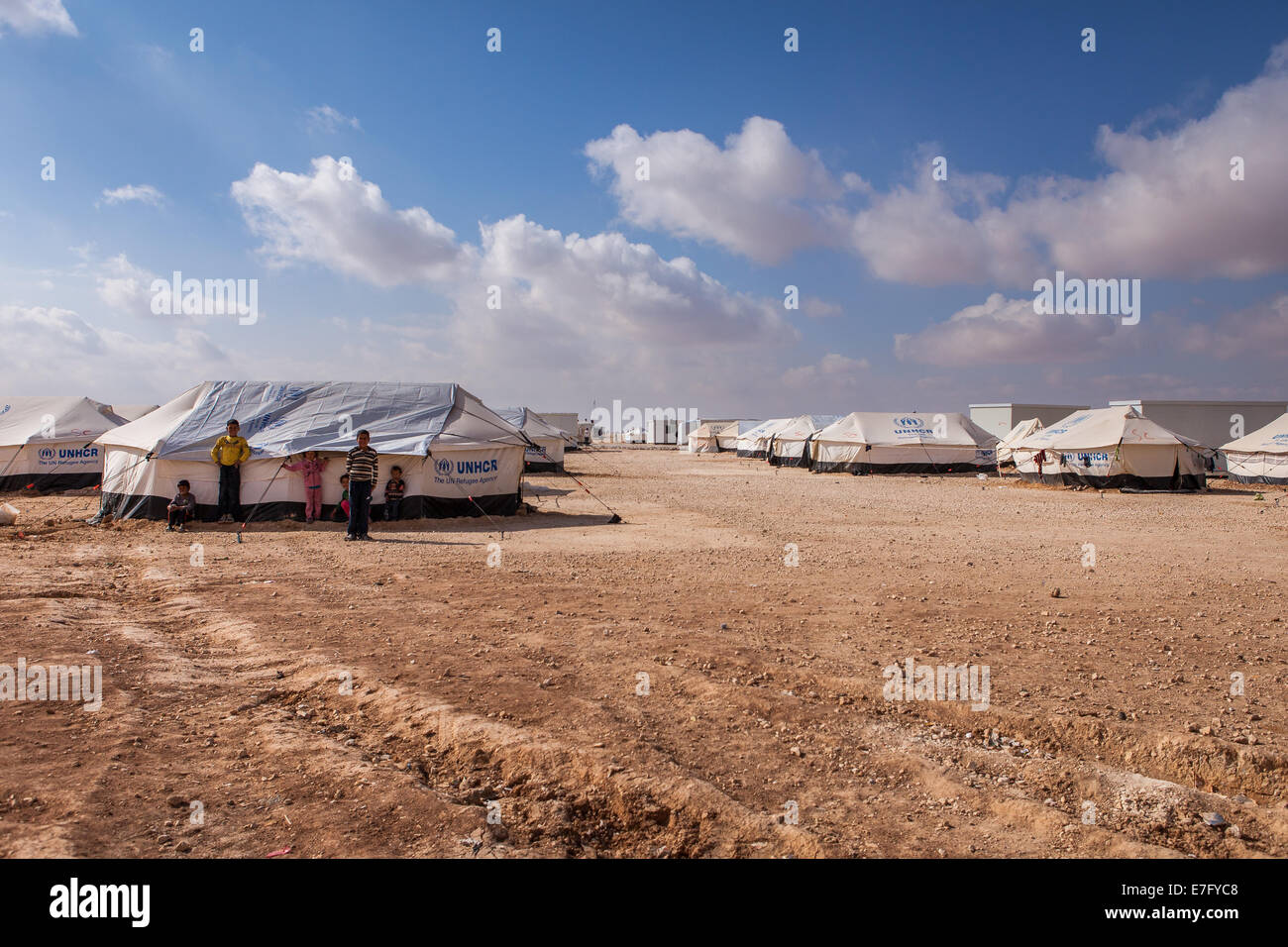 Zaatari (or Za'atari) refugee camp for Syrian refugees, in northern ...