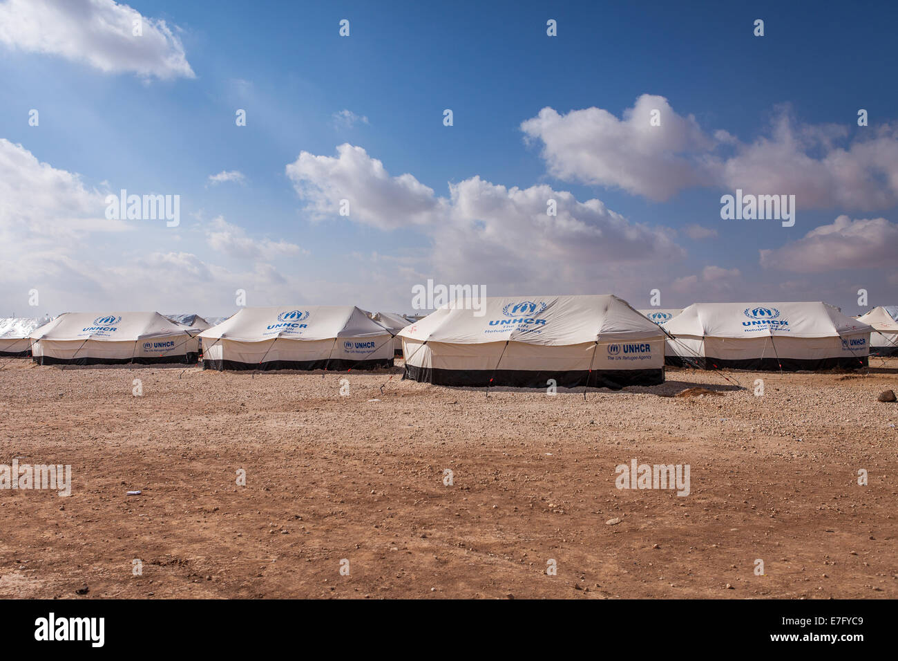 Zaatari (or Za'atari) refugee camp for Syrian refugees, in northern ...