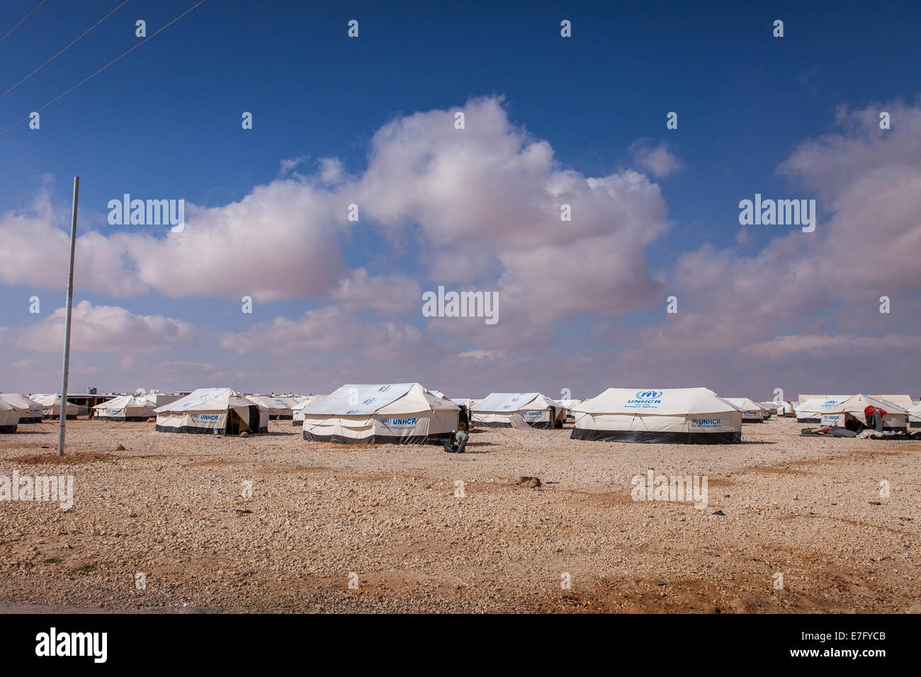 Zaatari (or Za'atari) refugee camp for Syrian refugees, in northern ...