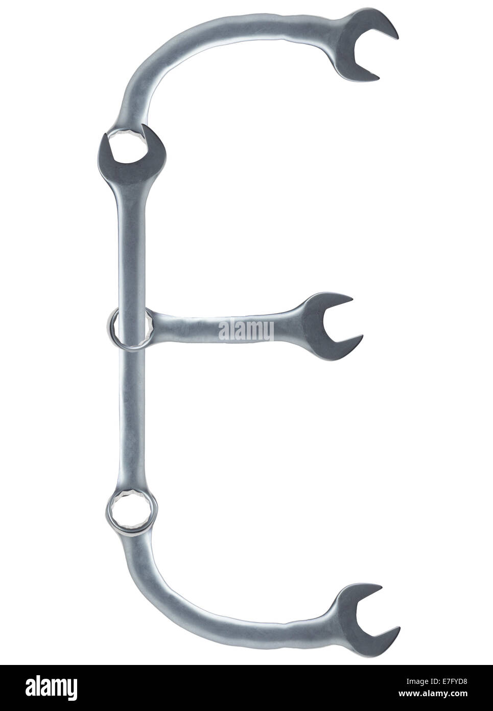 Letter e as metal object Cut Out Stock Images & Pictures - Alamy