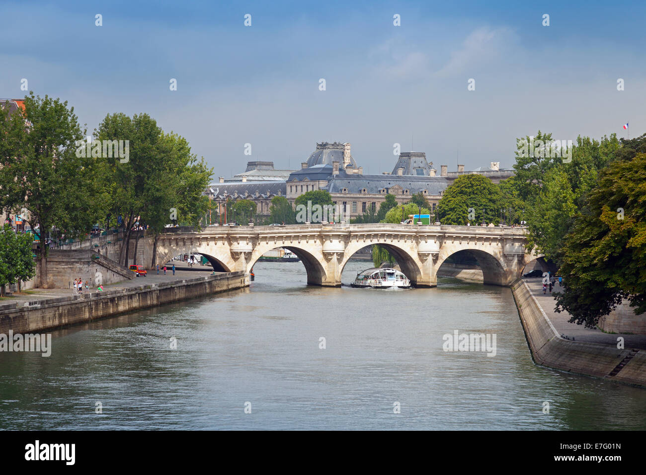 New Bridge, Pont Neuf. Oldest bridge across the Seine river in Paris ...