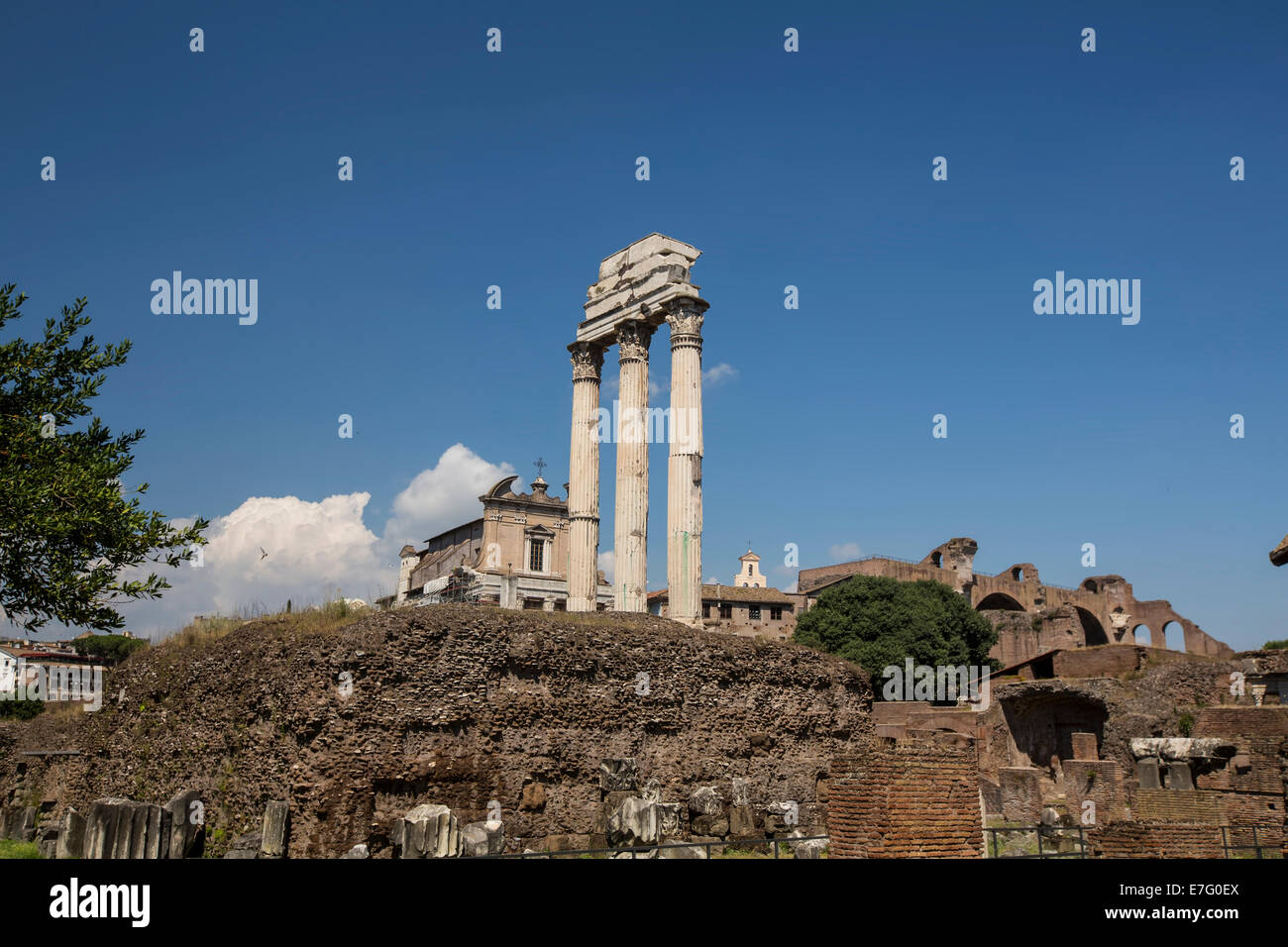 Remains of standing columns. Ruins from Ancient Rome - Italy Stock ...
