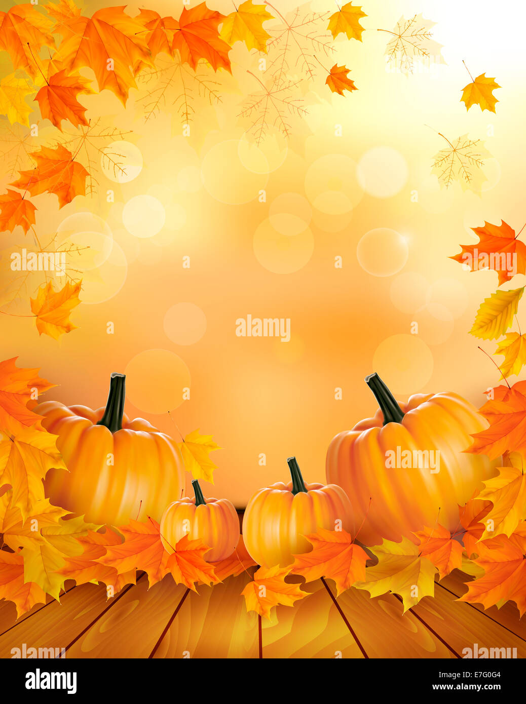 Nature background with autumn leaves and wooden sign Vector Stock Photo ...