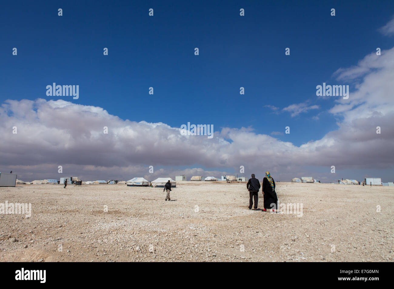 Refugees at Zaatari (or Za'atari) refugee camp for Syrian refugees, in ...