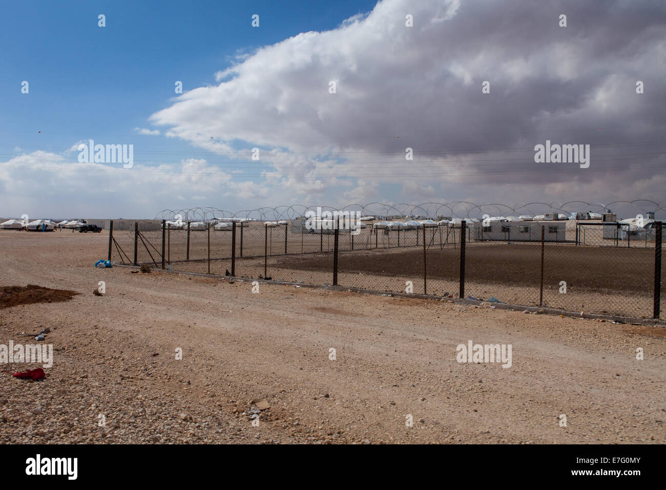 Zaatari (or Za'atari) refugee camp for Syrian refugees, in northern ...