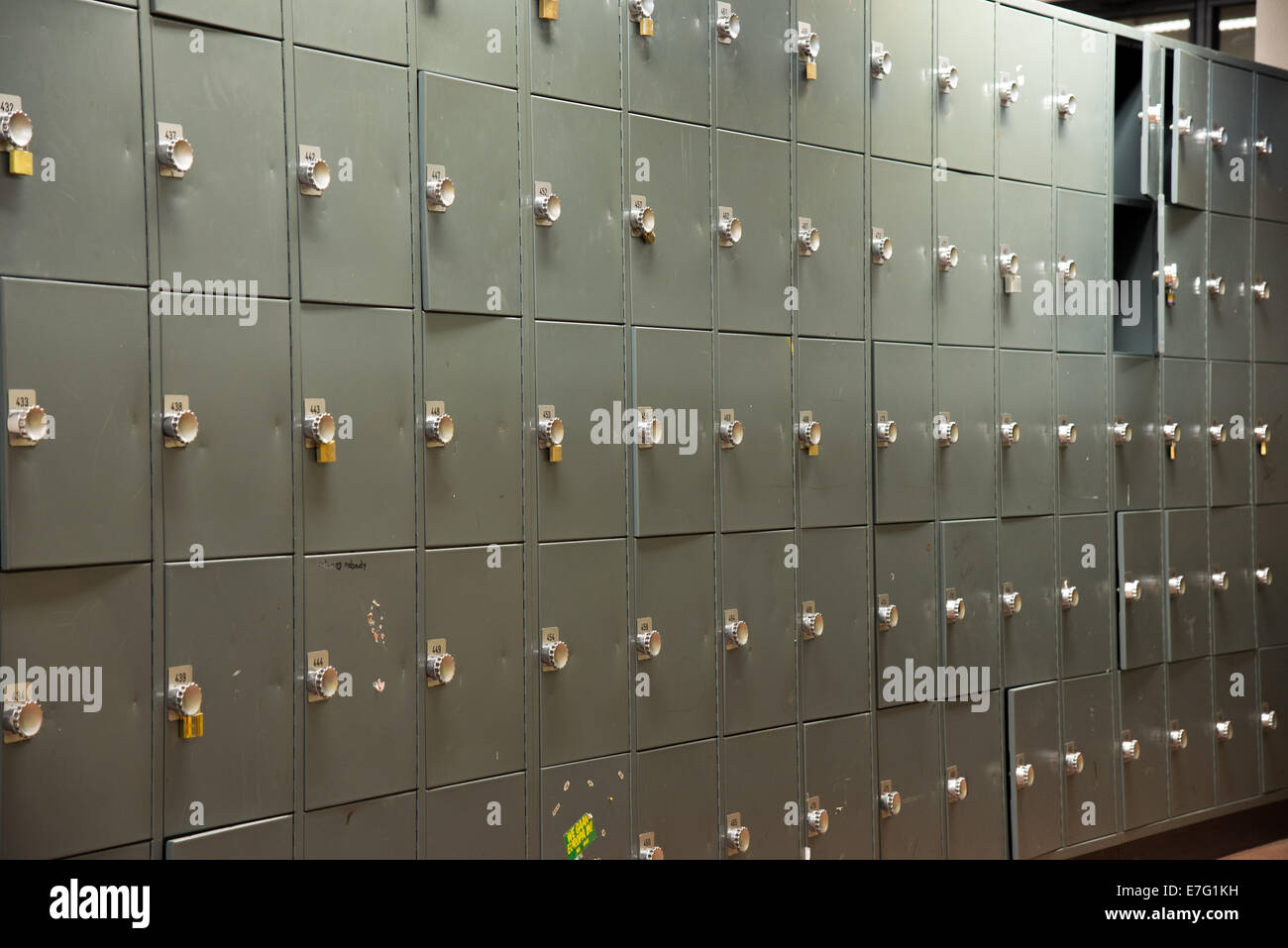 rows of uniform lockers in school Stock Photo - Alamy