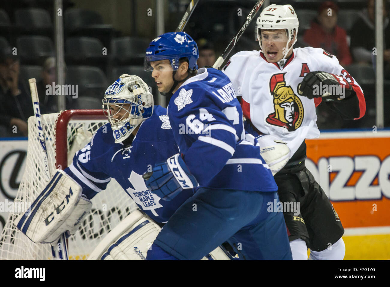September 14, 2014. Toronto Maple Leaf forward Ryan Rupert (64) tries ...