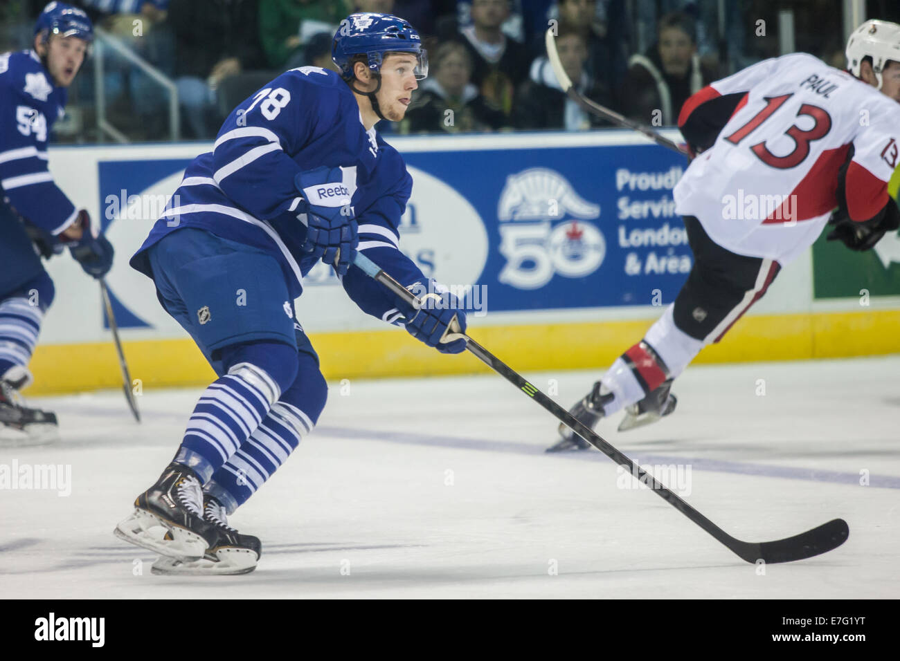 September 14, 2014. Brett Findlay (78) of the Toronto Maple Leafs ...