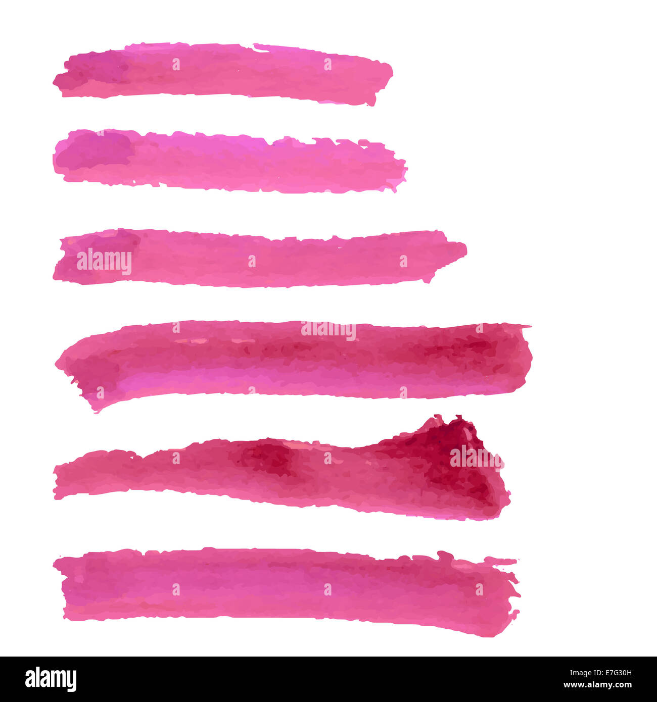 Pink watercolor brush strokes set. Vector illustration Stock Photo - Alamy