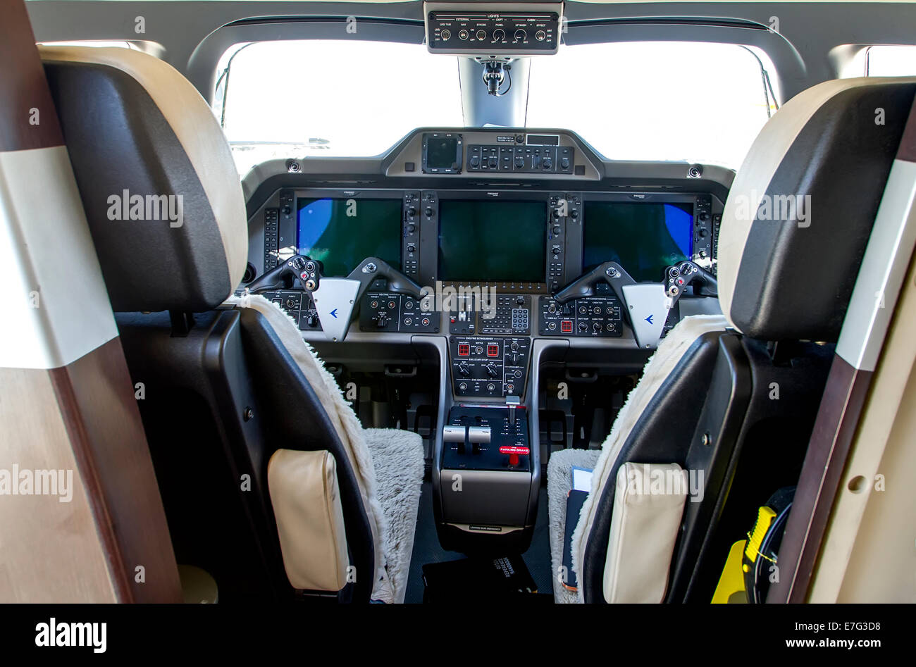 Private jet cockpit Stock Photo - Alamy