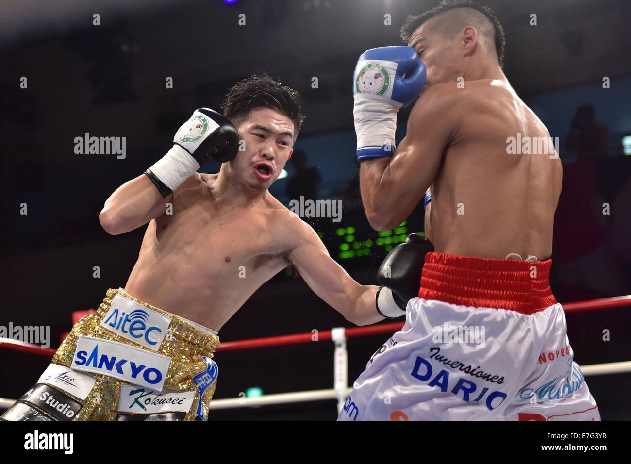 Tokyo, Japan. 16th Sep, 2014. (L-R) Kazuto Ioka (JPN), Pablo Carrillo ...
