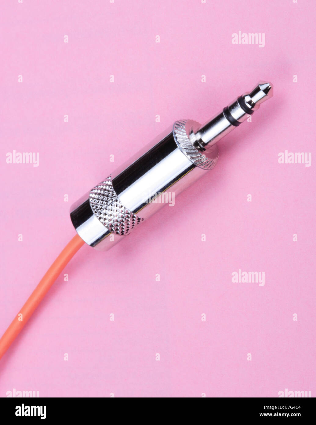 Stereo Male Plug Connector on Pink Background Stock Photo - Alamy