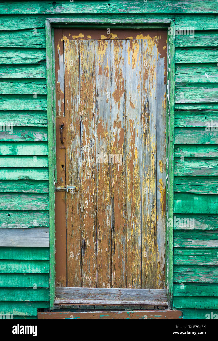 Paint peeling of World War 1 Army barracks hut in Staithes, North ...