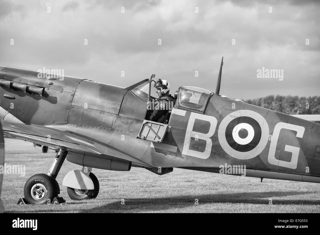 Spitfire in the clouds Black and White Stock Photos & Images - Alamy