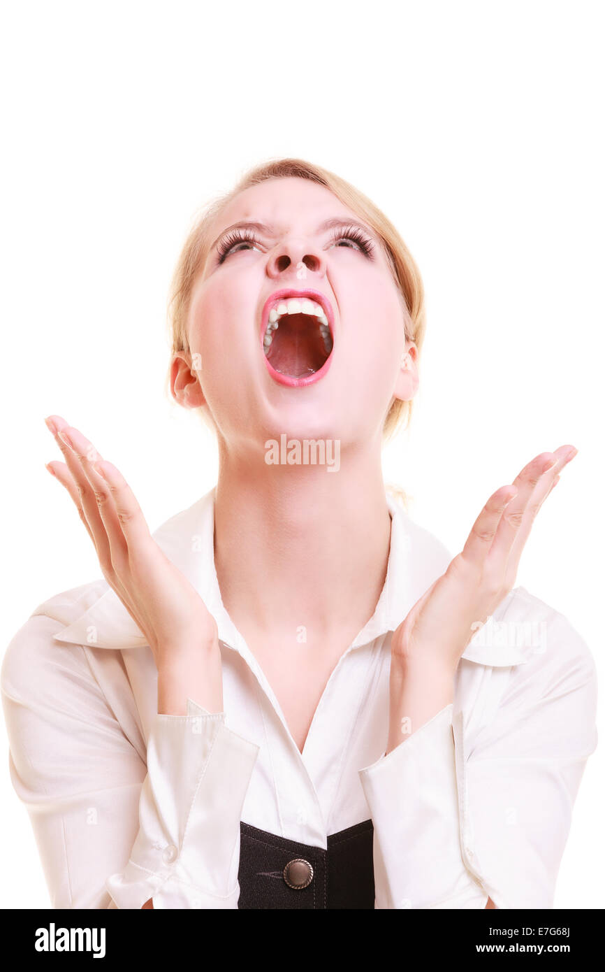 Negative emotions. Angry mad businesswoman crazy boss furious woman ...