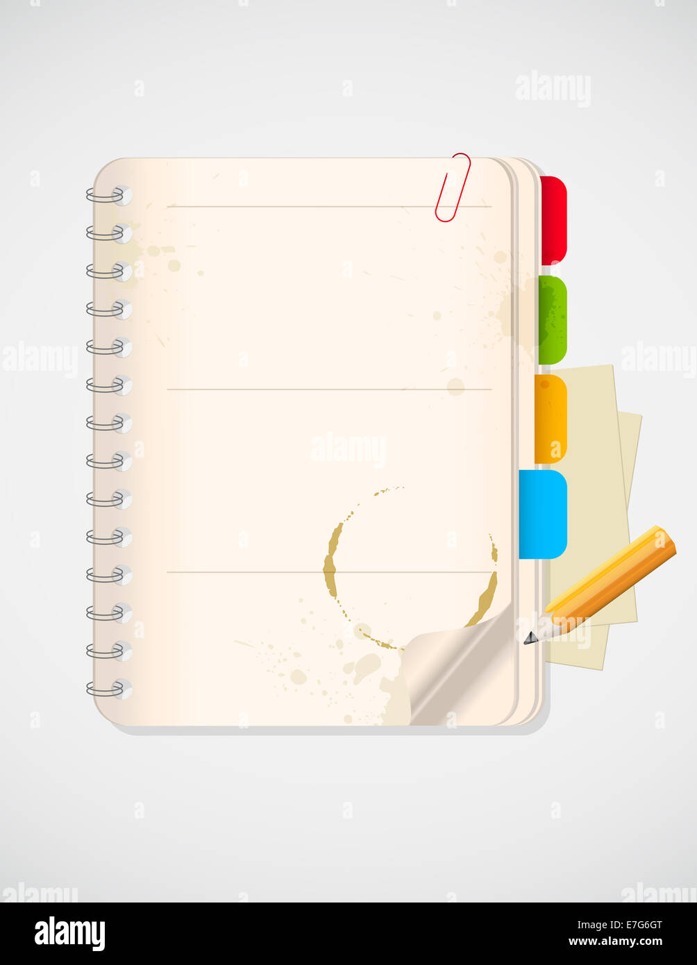 Background with notebook and yellow pencil Stock Photo - Alamy