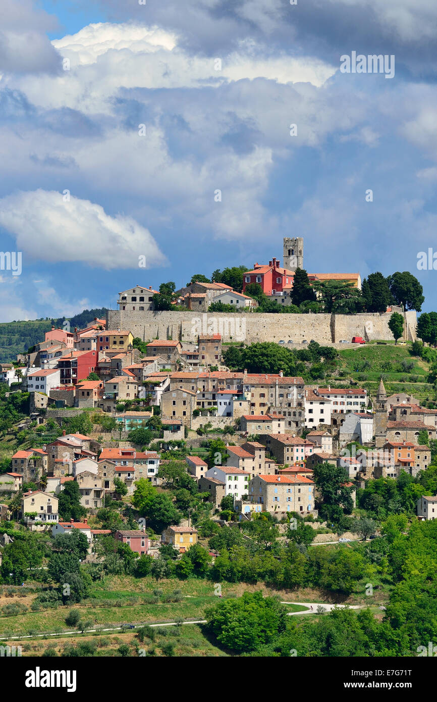 Atmospheric clouds over the town of Motovun, Montona, Mirna Valley ...