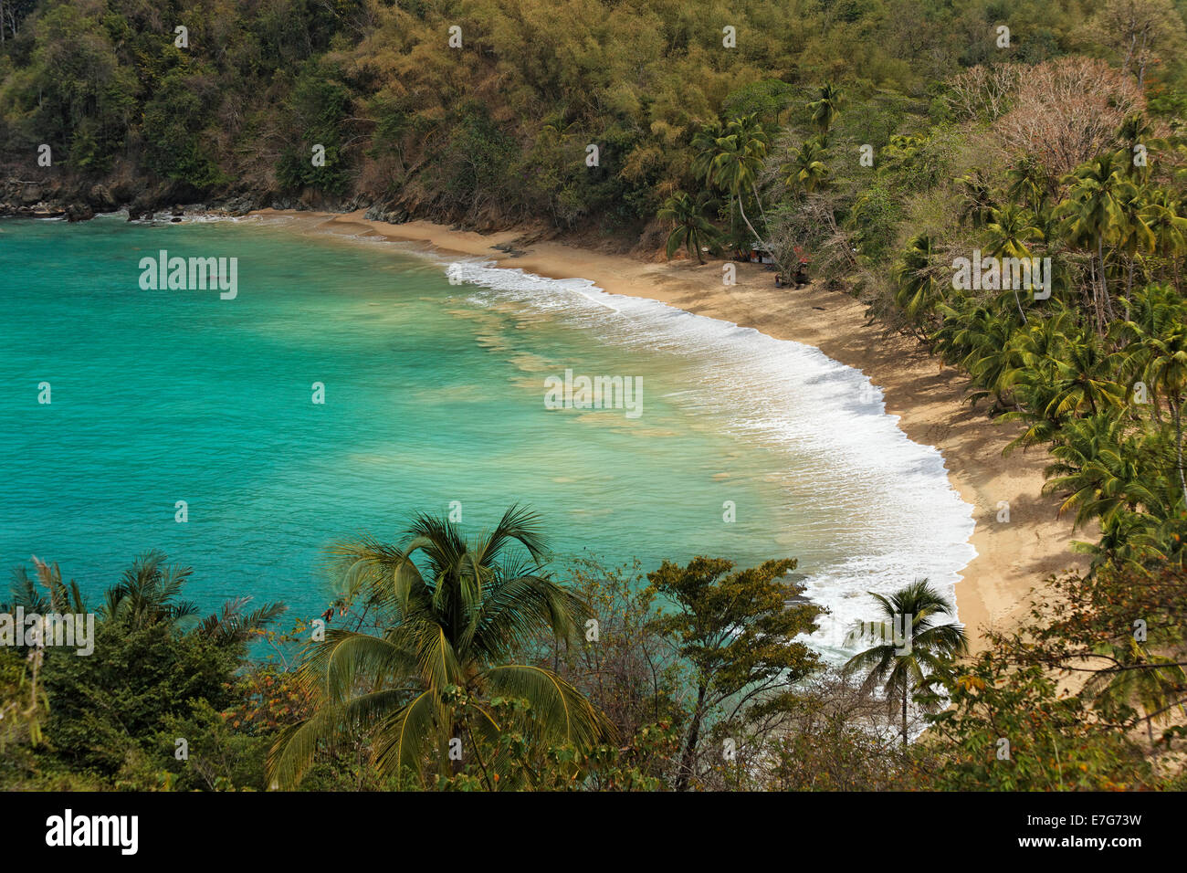 Sandy beach, Parlatuvier Bay, Tobago, Trinidad and Tobago Stock Photo ...
