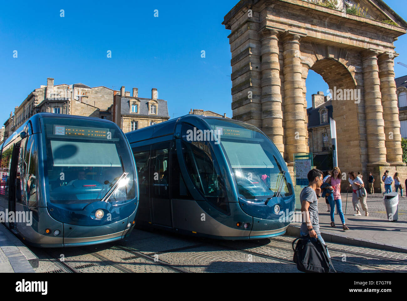 Bordeaux, France, Tram, Street Scenes, Public Lightrail Train, With ...