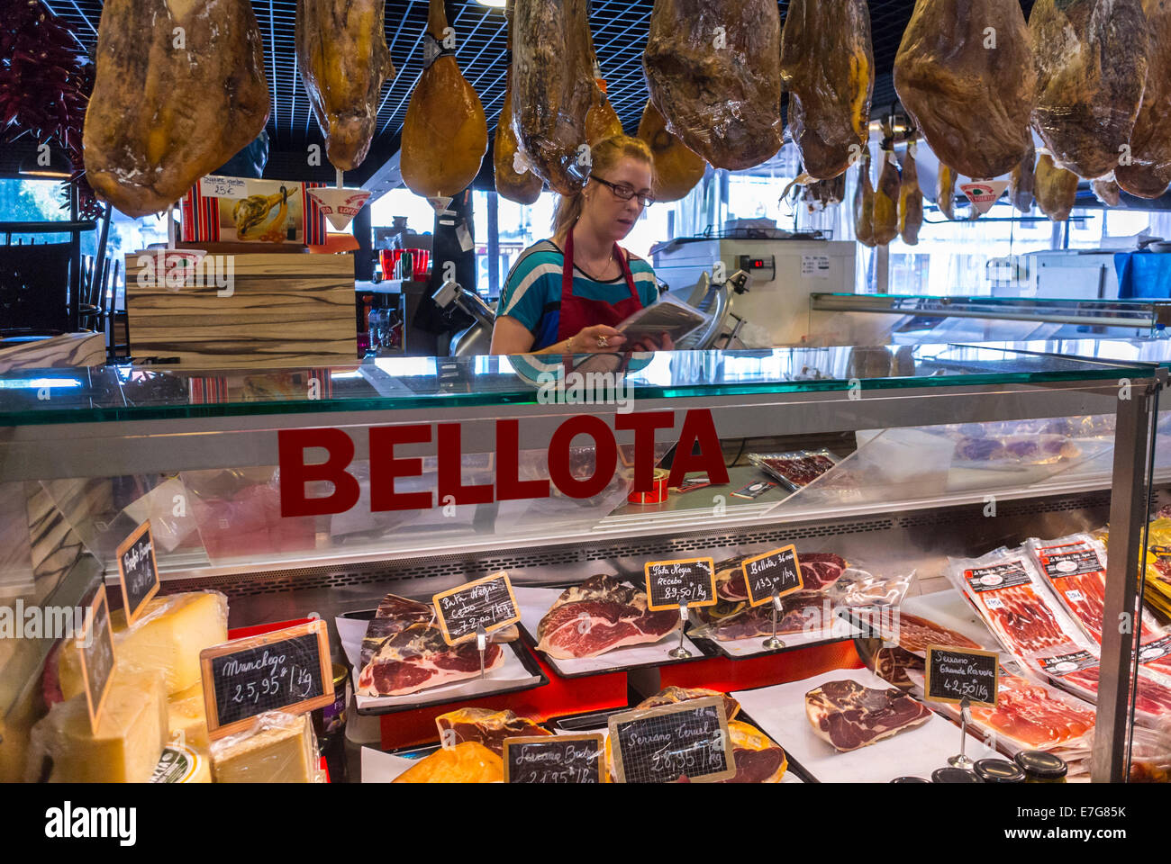 Bordeaux, France, Woman Clerk, at French Food Market, Delicatessen Shop ...