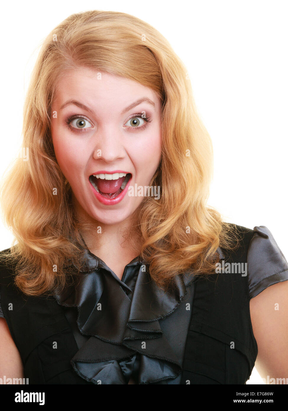 Health and beauty concept - face of beautiful happy excited woman with ...