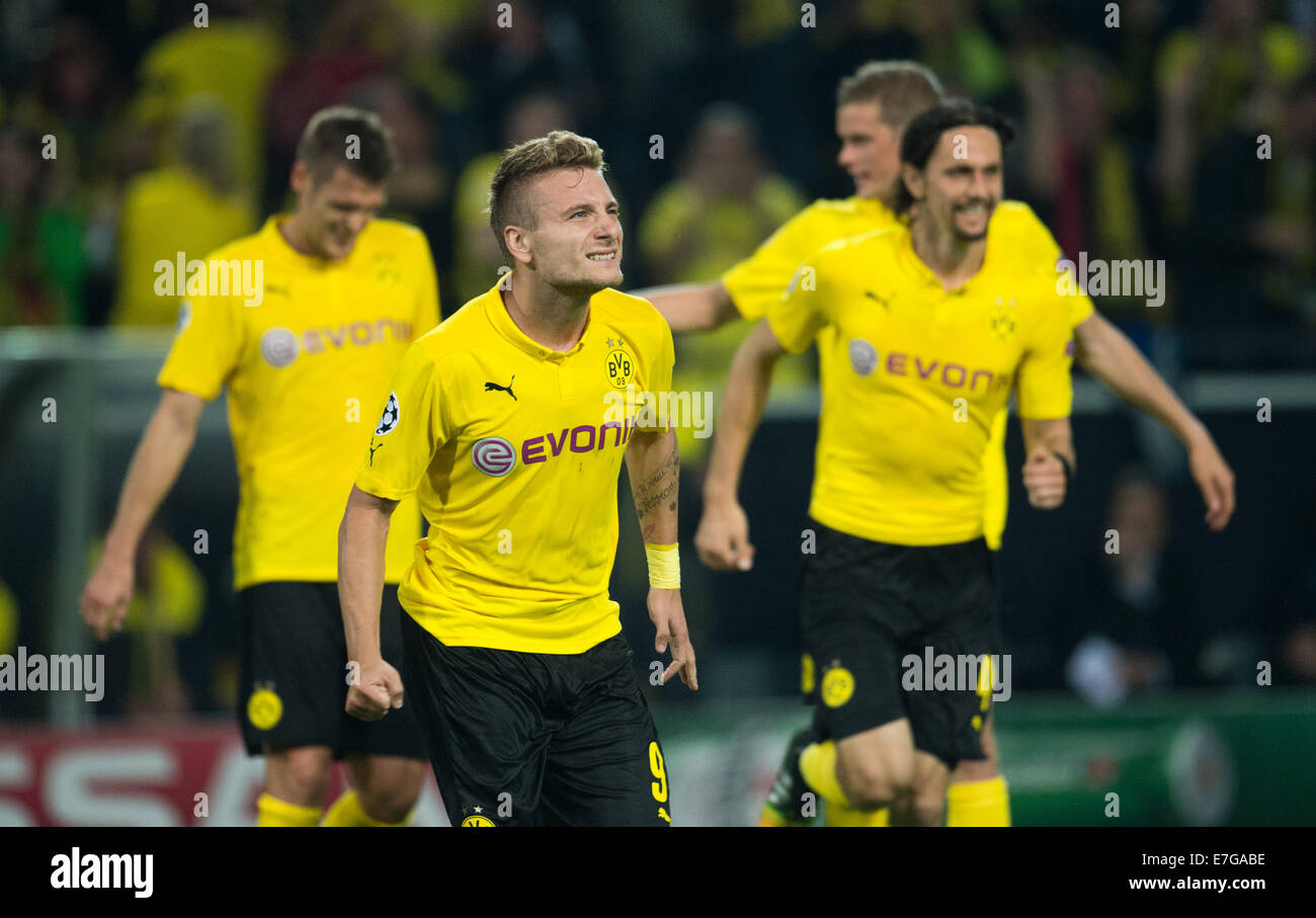 Dortmund, Germany. 16th Sep, 2014. Dortmund's Ciro Immobile (2-L ...