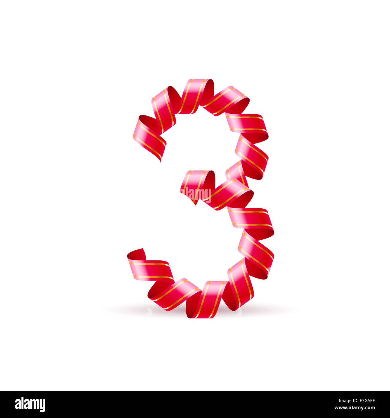 Number three made of red curled shiny ribbon Stock Photo - Alamy