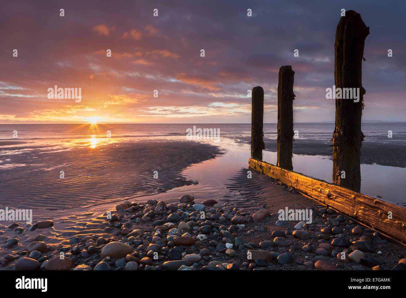 Sunset at Dubmill point near Allonby on the Solway Firth, Cumbria ...